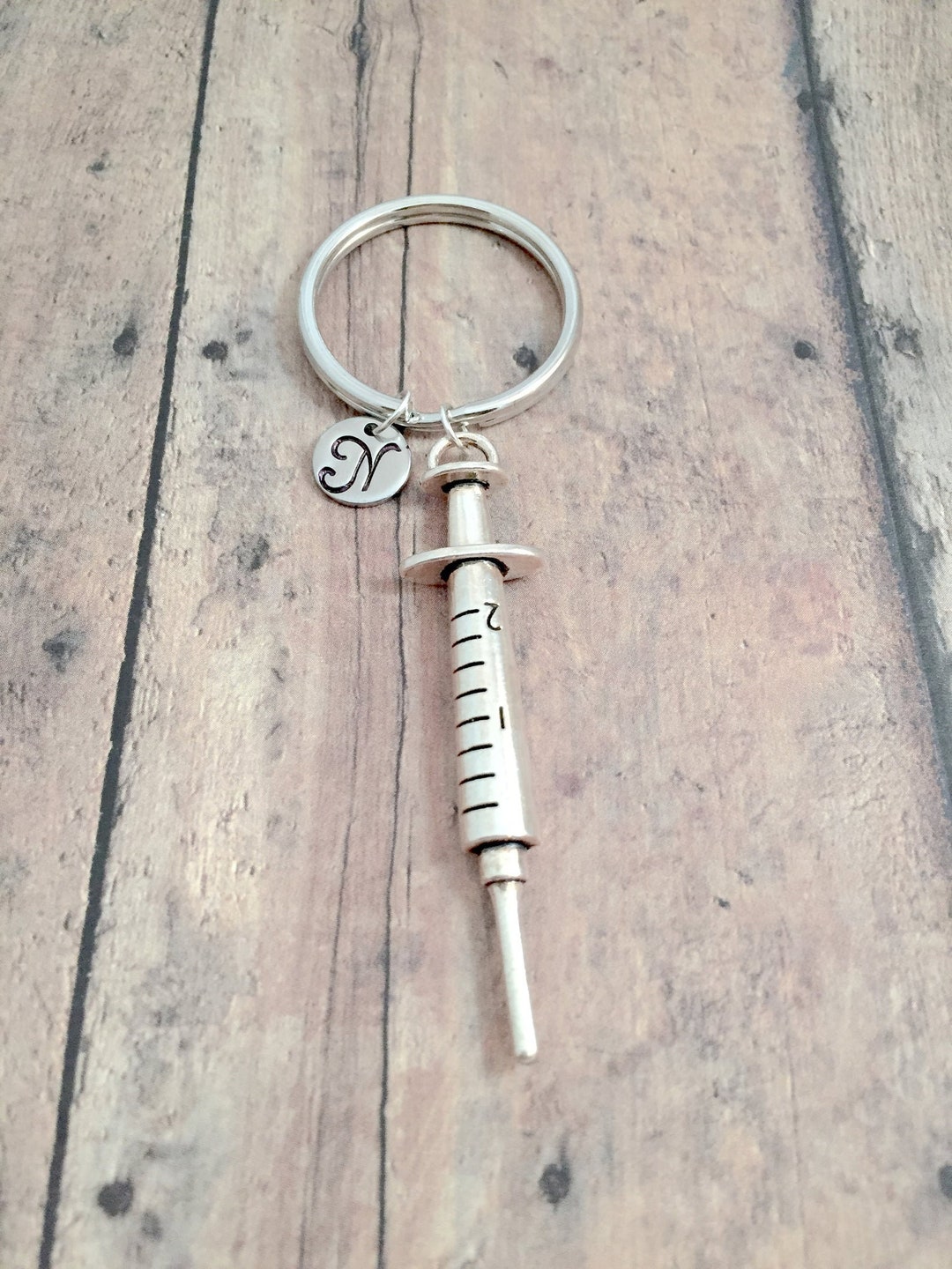 Syringe Initial Key Ring - Syringe Key Ring, Medical Key Ring, Nurse ...