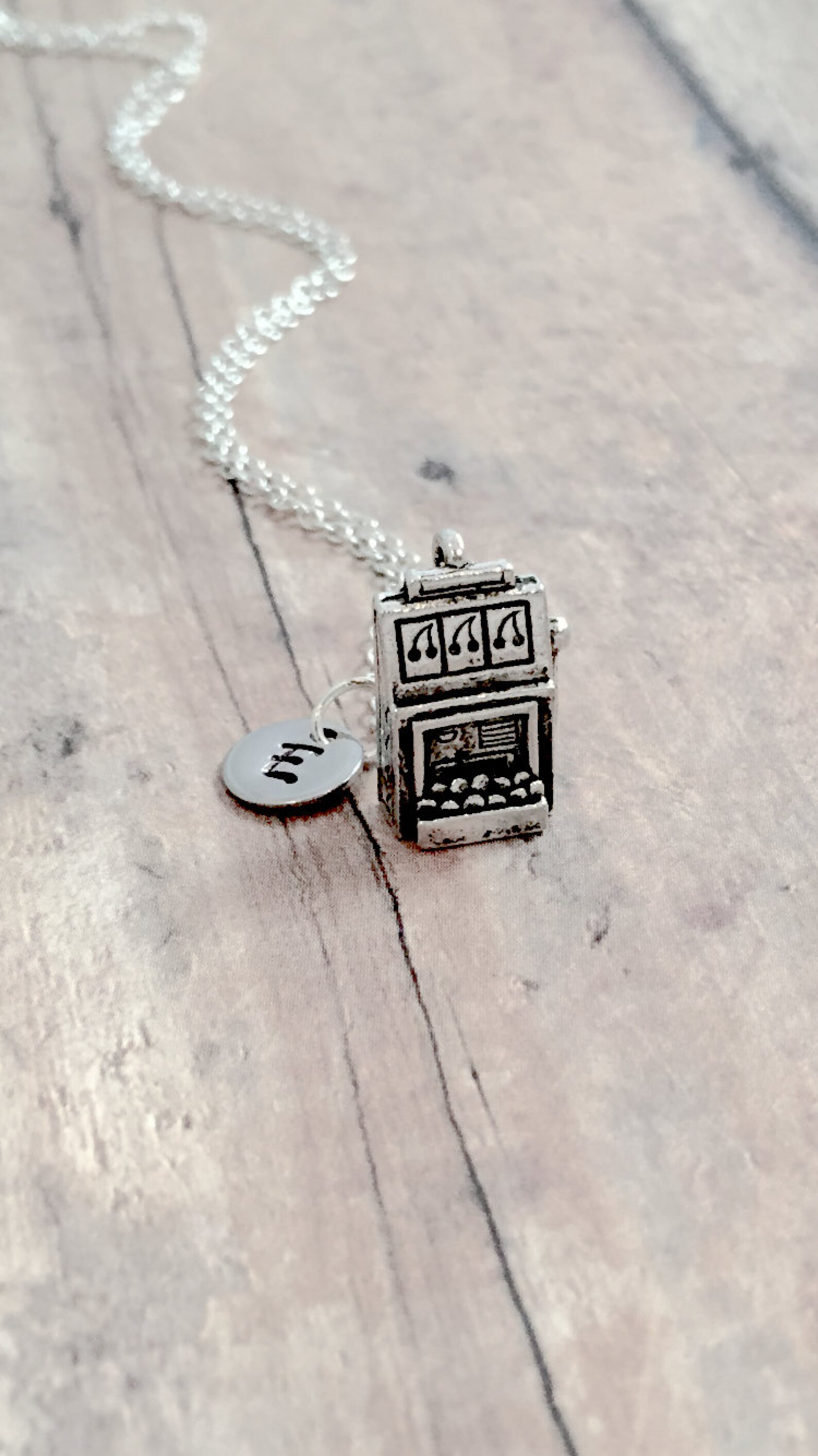 Slot Machine Initial Necklace Slot Machine Jewelry Casino - Etsy