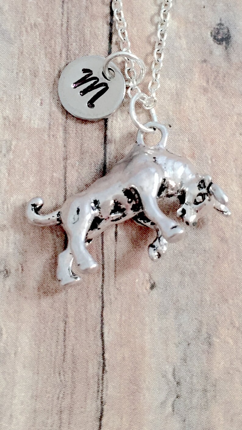 Bull Initial Necklace Bull Jewelry Rodeo Jewelry Western | Etsy