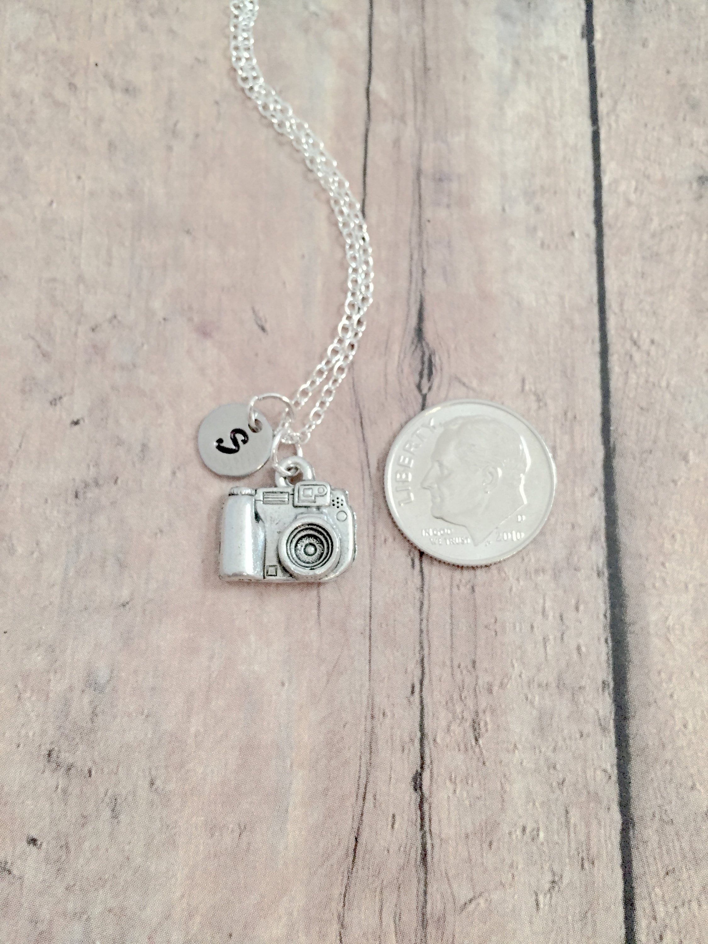 Camera initial necklace camera jewelry photographer | Etsy