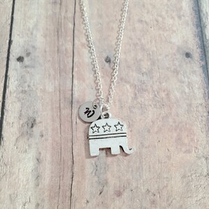 Republican Elephant Initial Necklace - Elephant Jewelry, Republican ...