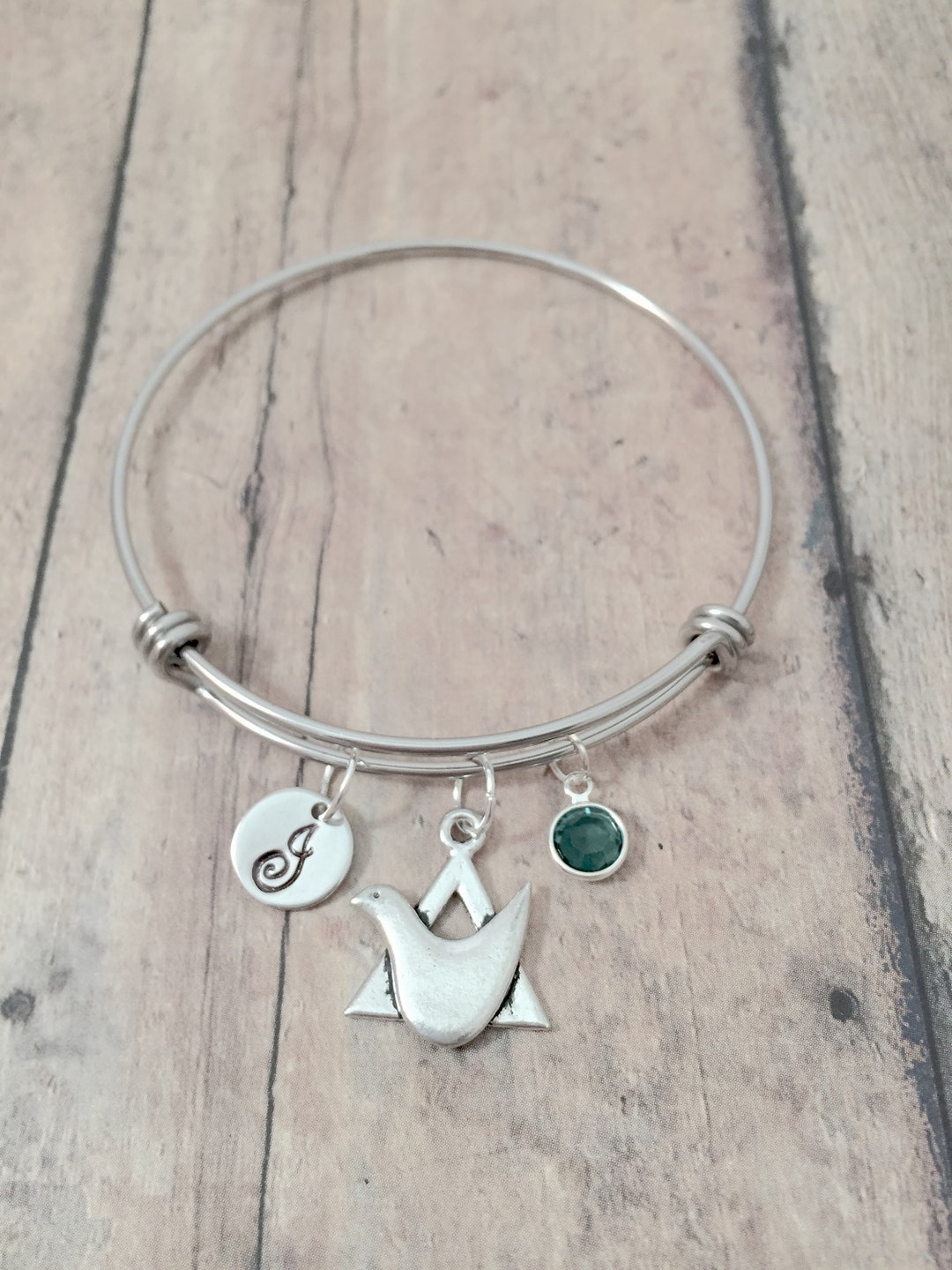 Star of David Dove Initial Bangle: Religious Jewelry, Judaic Gift - Etsy