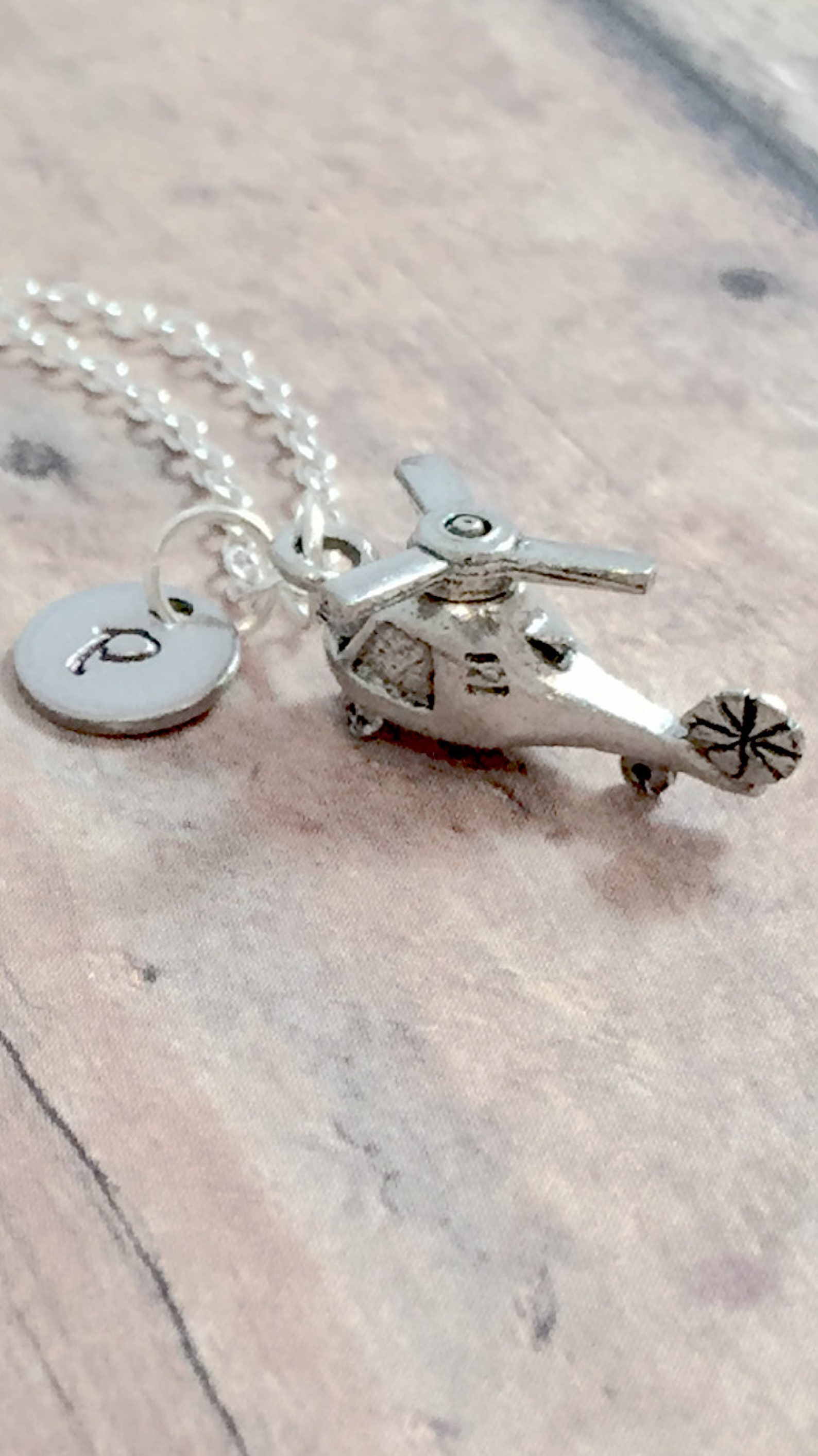 Helicopter Initial Necklace Helicopter Jewelry Military | Etsy
