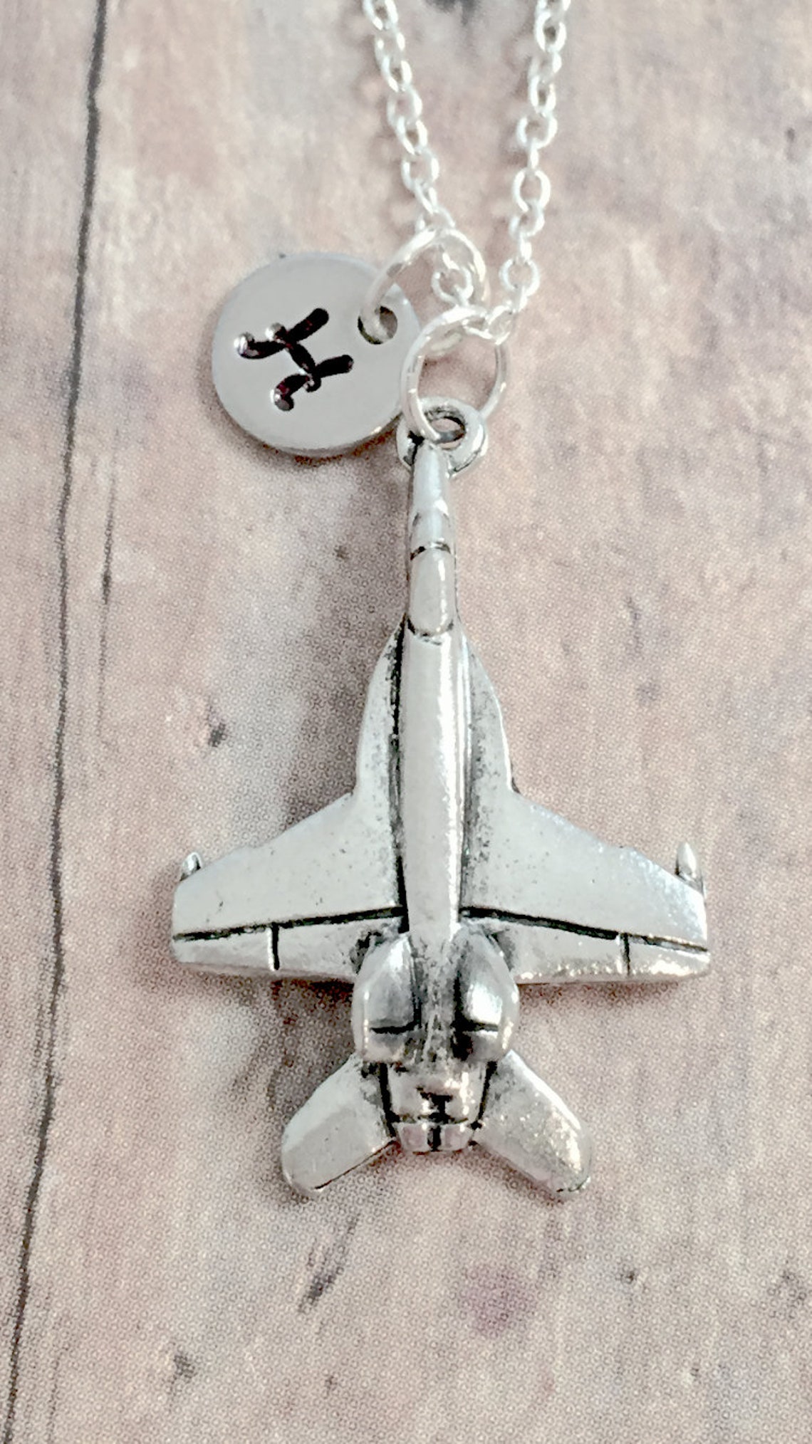 Fighter Jet Initial Necklace Fighter Jet Jewelry Military - Etsy