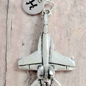 Fighter Jet Initial Necklace - Fighter Jet Jewelry, Military Jewelry ...