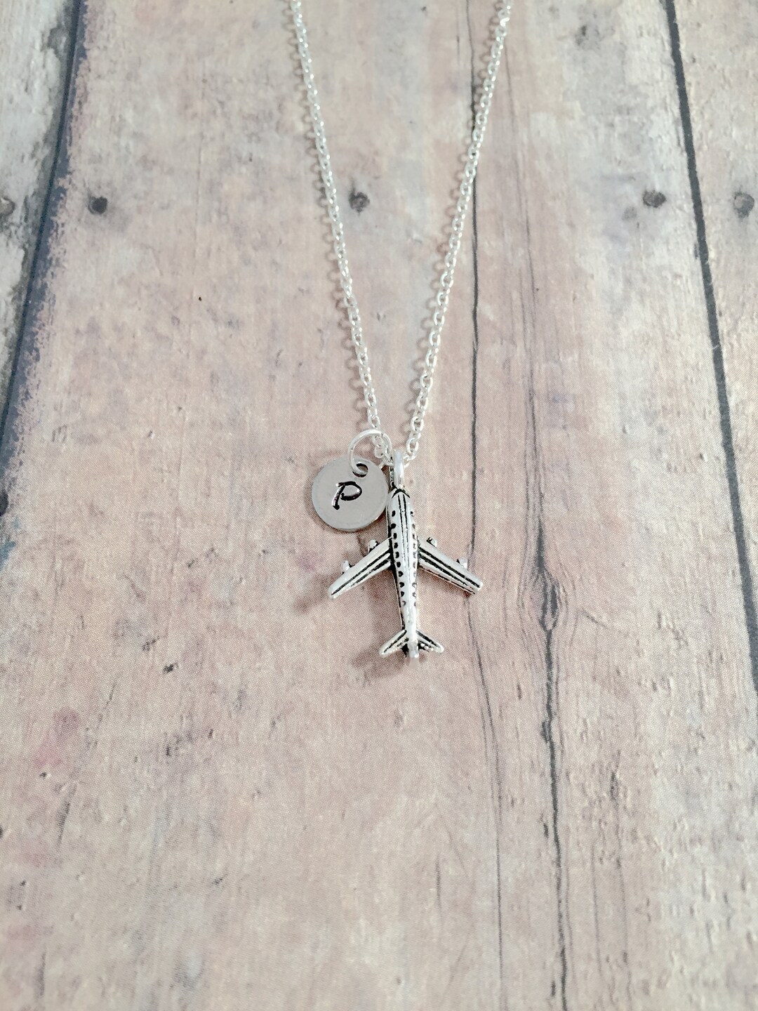 Airplane Initial Necklace - Airplane Jewelry, Aviation Jewelry, Flight ...