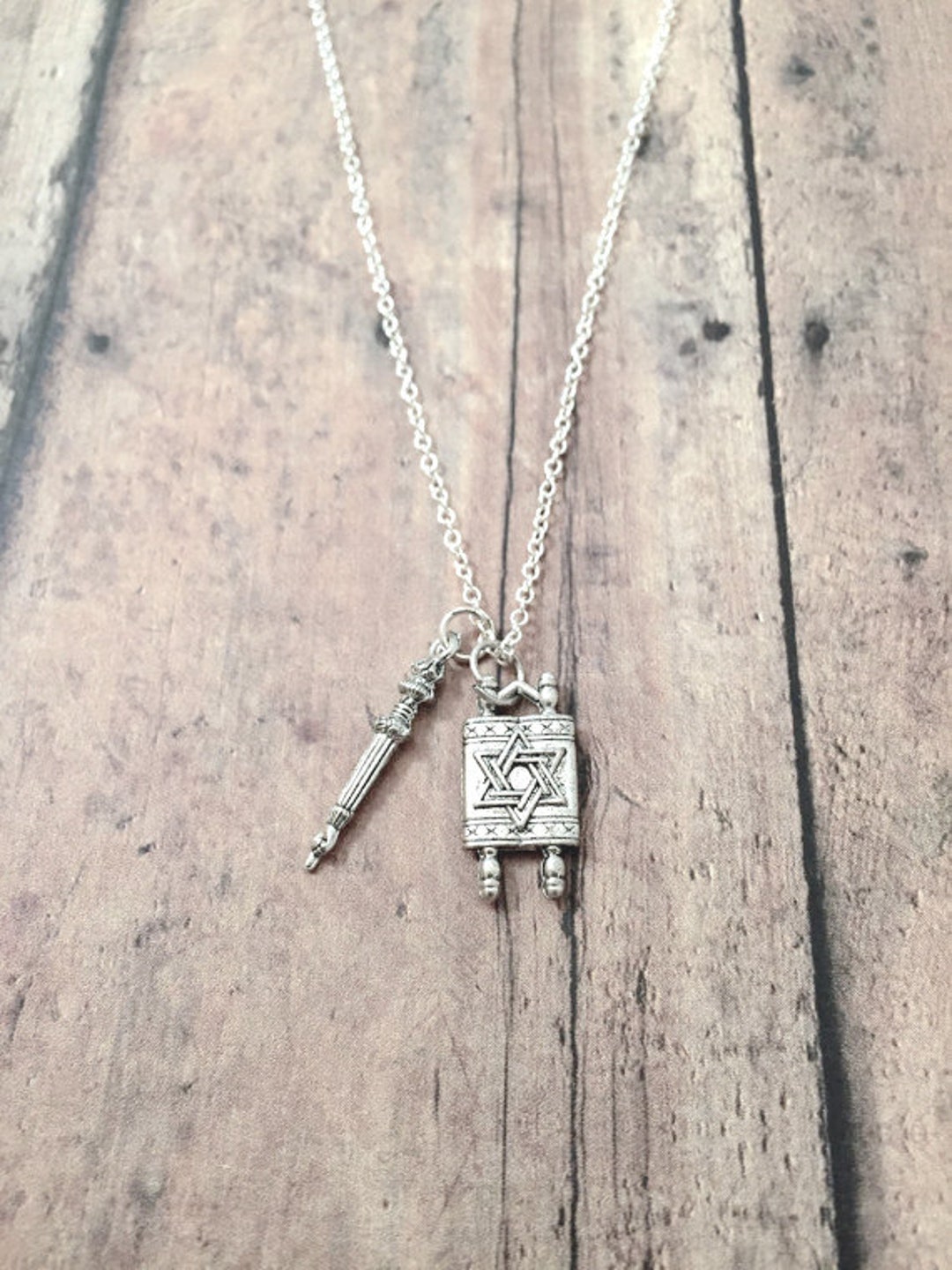 Torah and Yad Necklace - Torah Jewelry, Bat Mitzvah Jewelry, Jewish ...