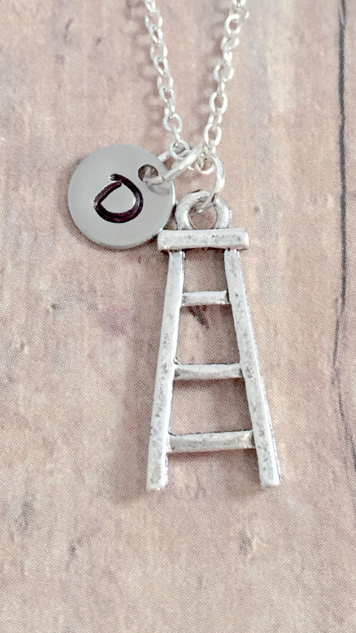 Ladder Initial Necklace Ladder Jewelry Construction - Etsy