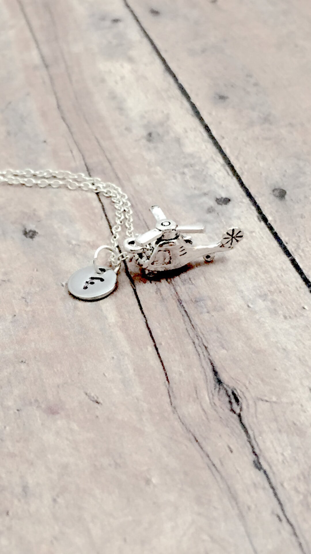 Helicopter Initial Necklace - Helicopter Jewelry, Military Jewelry ...
