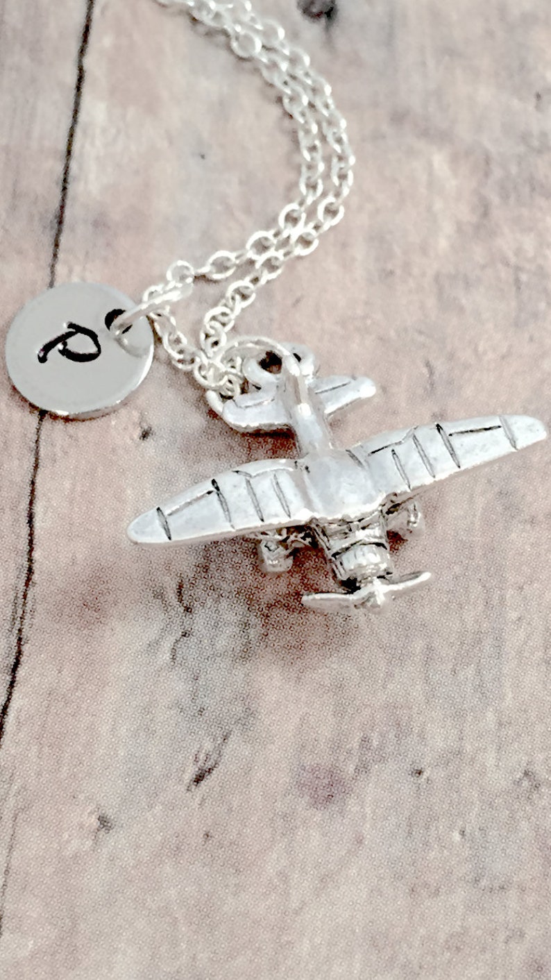 Airplane Initial Necklace: Piper Cub Jewelry, Aviation Pendant - Etsy