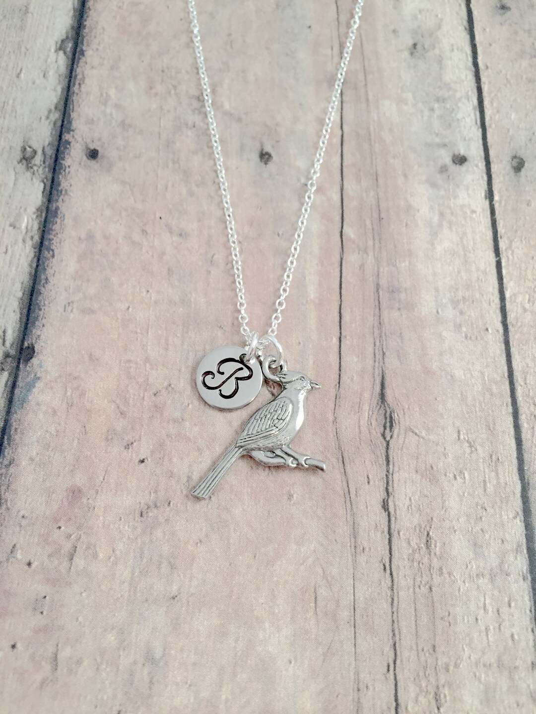 Cardinal Initial Necklace - Cardinal Jewelry, Red Bird Jewelry, St ...