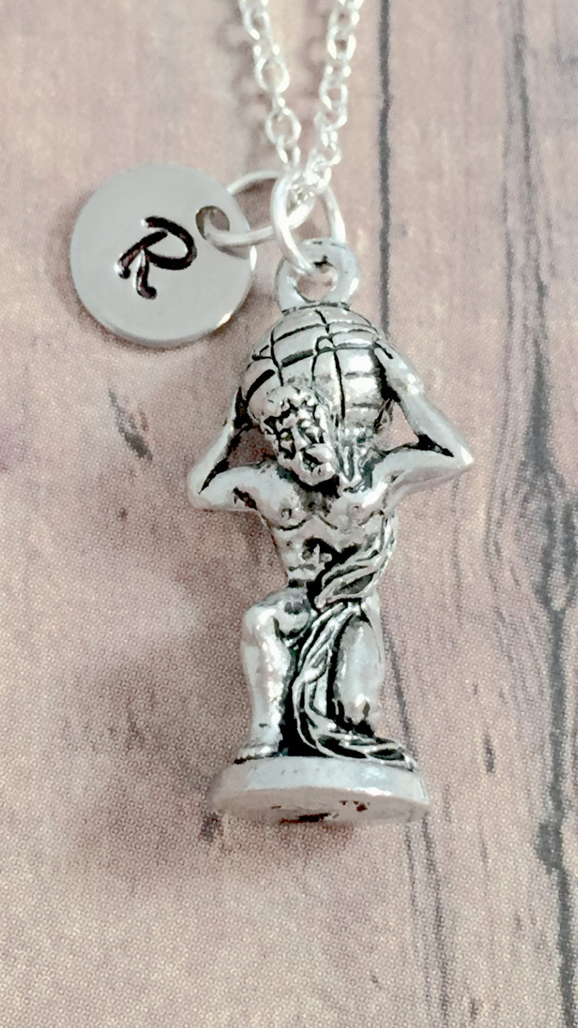 Atlas Initial Necklace Atlas Jewelry Greek Mythology - Etsy