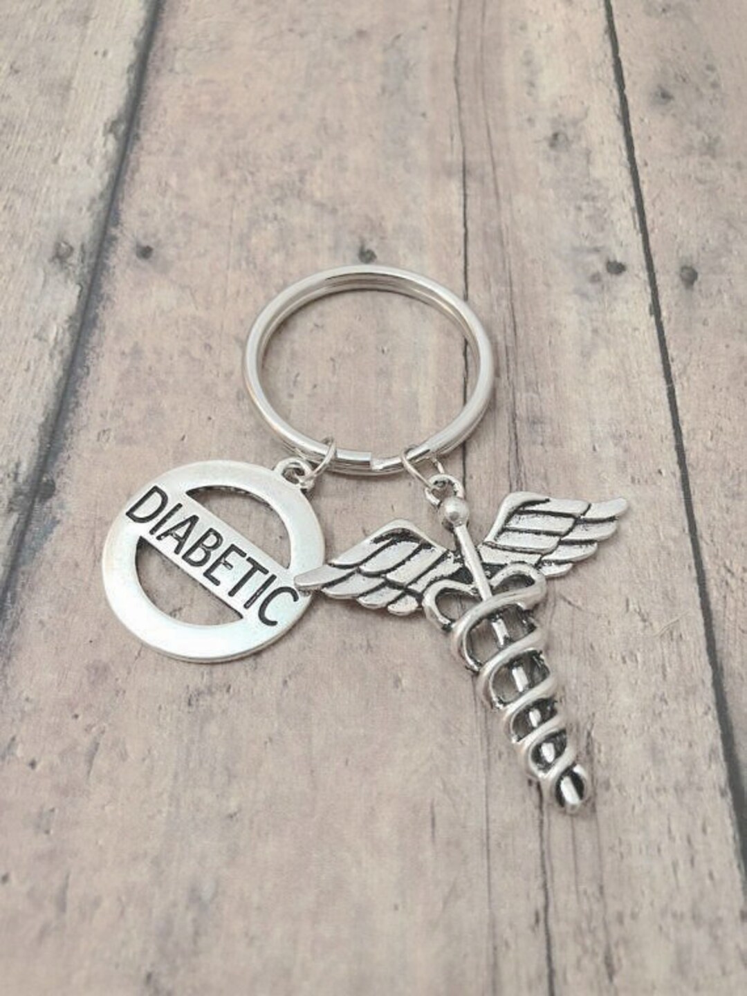 Diabetic Caduceus Key Ring - Diabetic Key Ring, Medical Key Ring ...