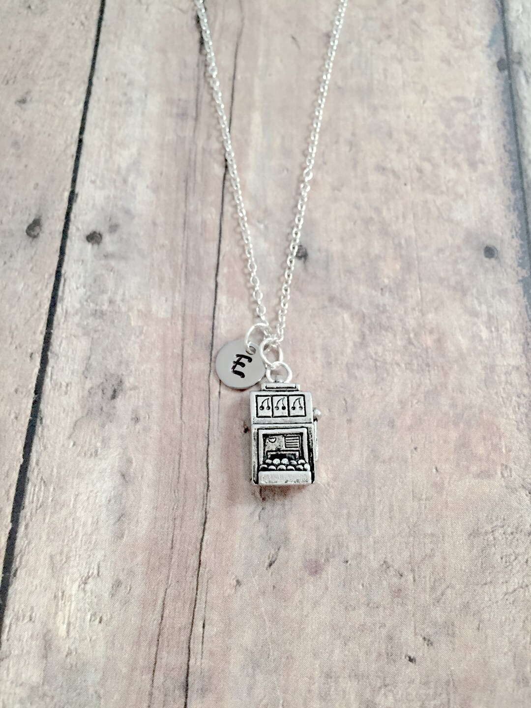 Slot Machine Initial Necklace - Slot Machine Jewelry, Casino Jewelry ...