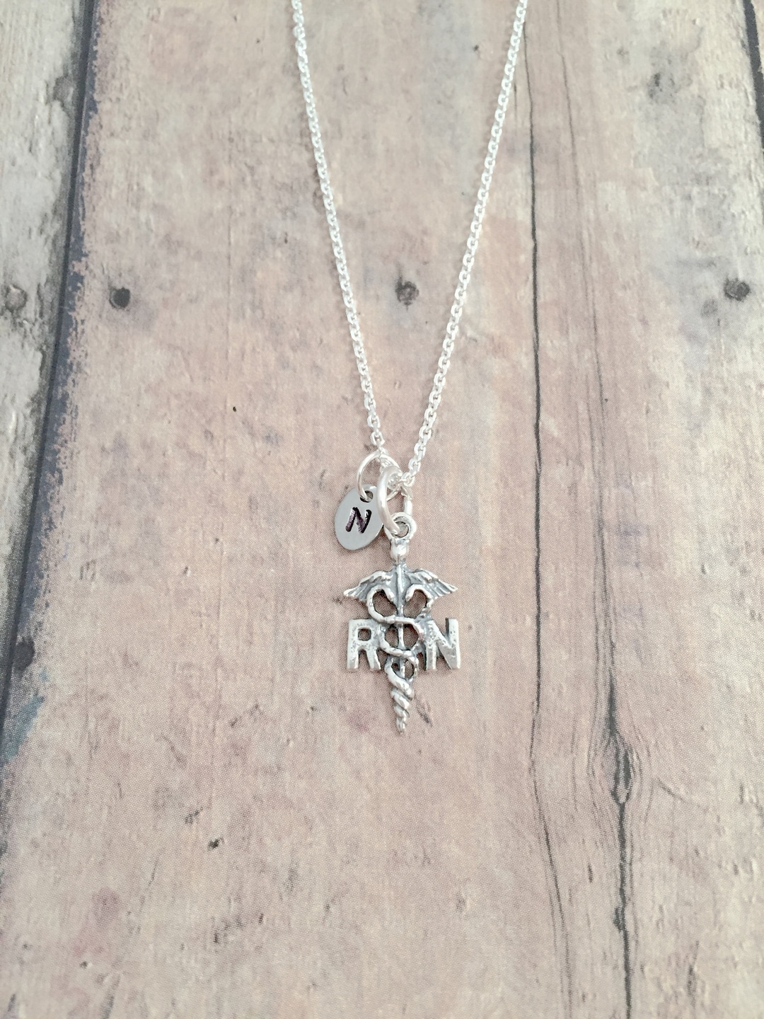 Registered Nurse Initial Necklace sterling Silver Nurse Jewelry ...
