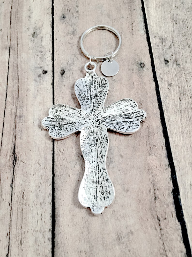 Cross Initial Key Ring Cross Keychain Cross Accessories - Etsy
