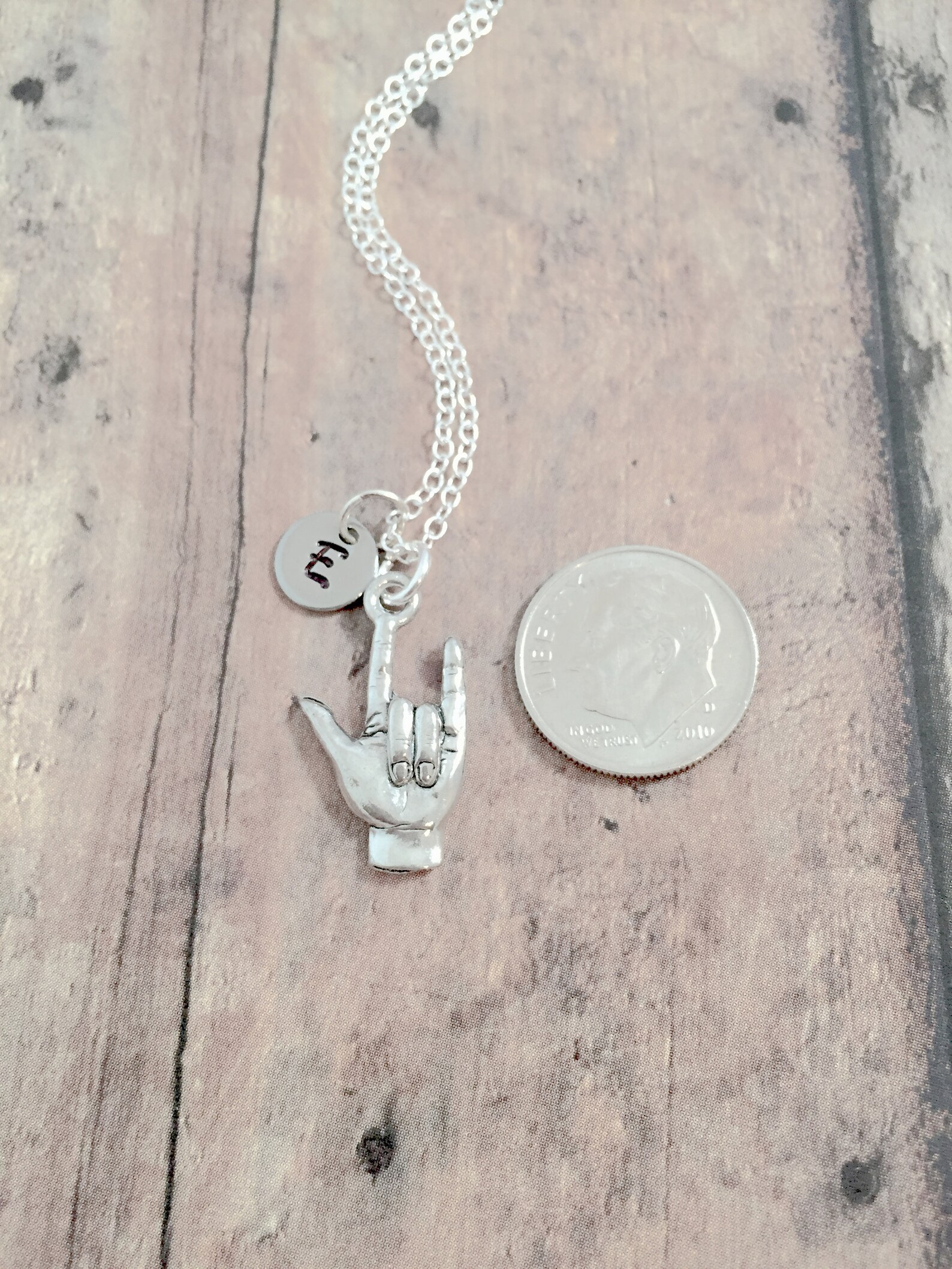 American Sign Language Initial Necklace ASL Jewelry ILY - Etsy