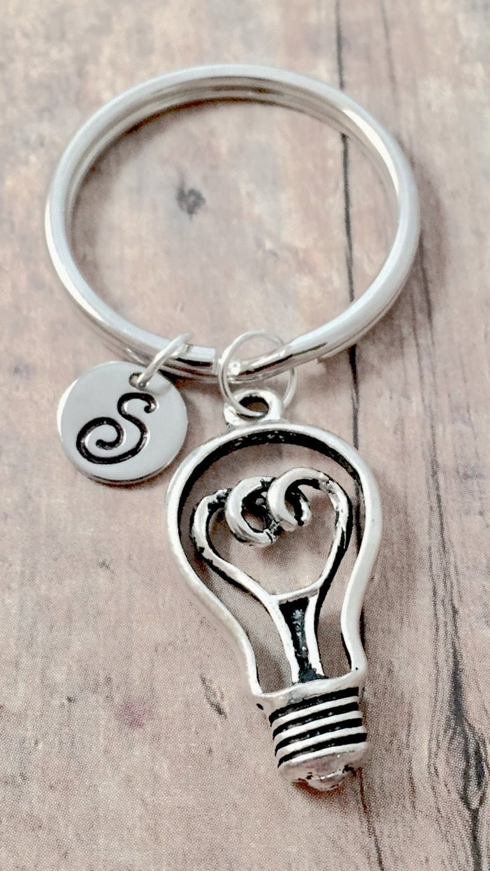 Light Bulb Initial Key Ring Light Bulb Key Chain - Etsy