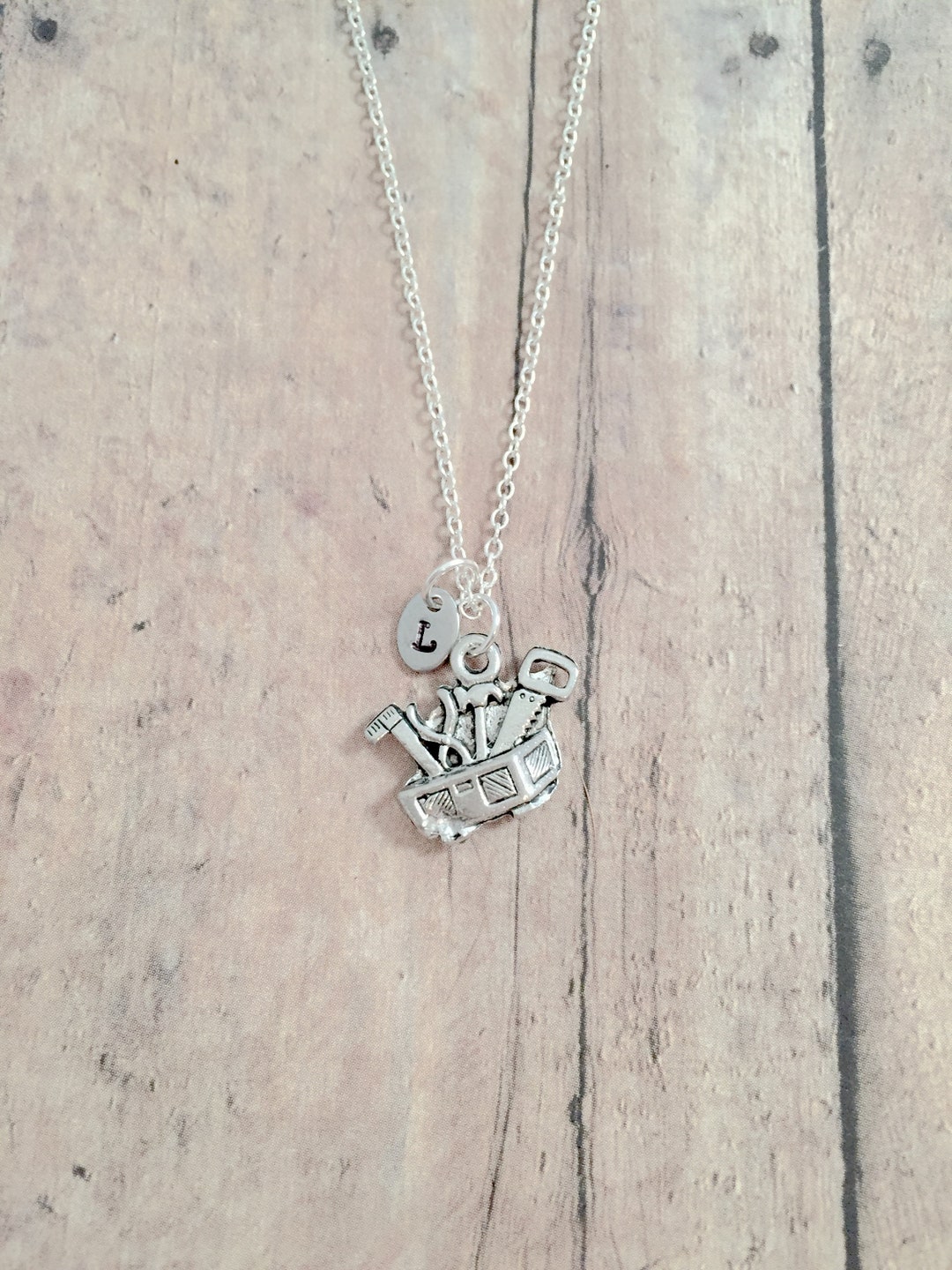 Tool Box Initial Necklace - Tool Box Jewelry, Carpenter Jewelry ...