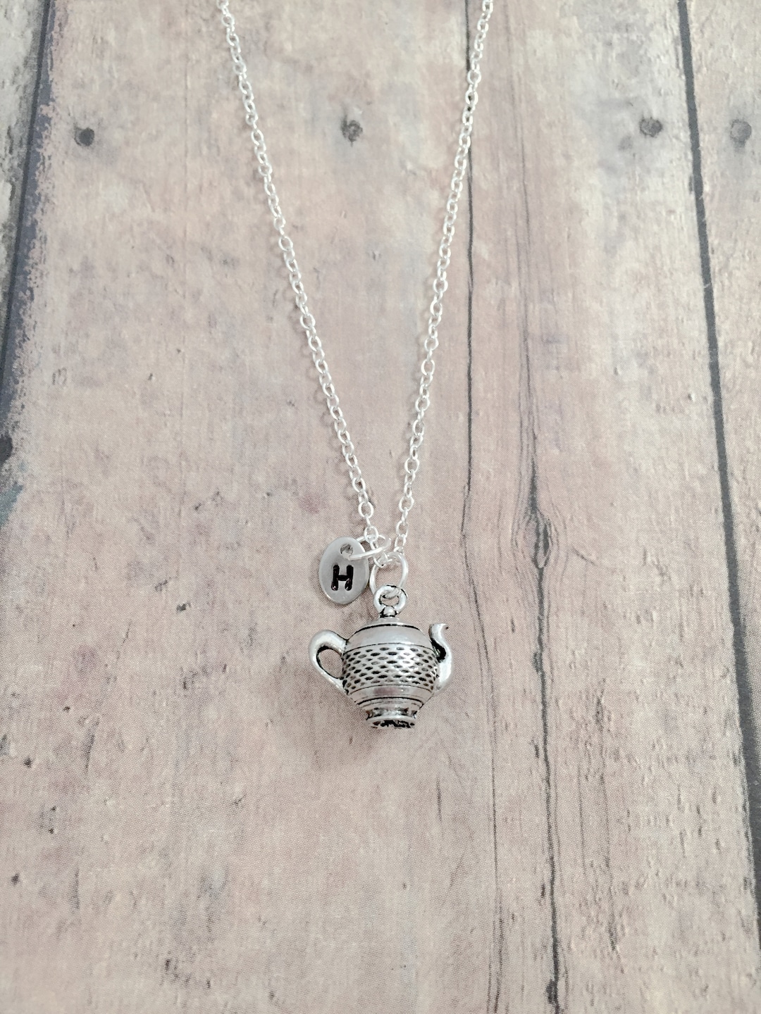 Teapot Initial Necklace - Teapot Jewelry, Tea Kettle Jewelry, Tea ...