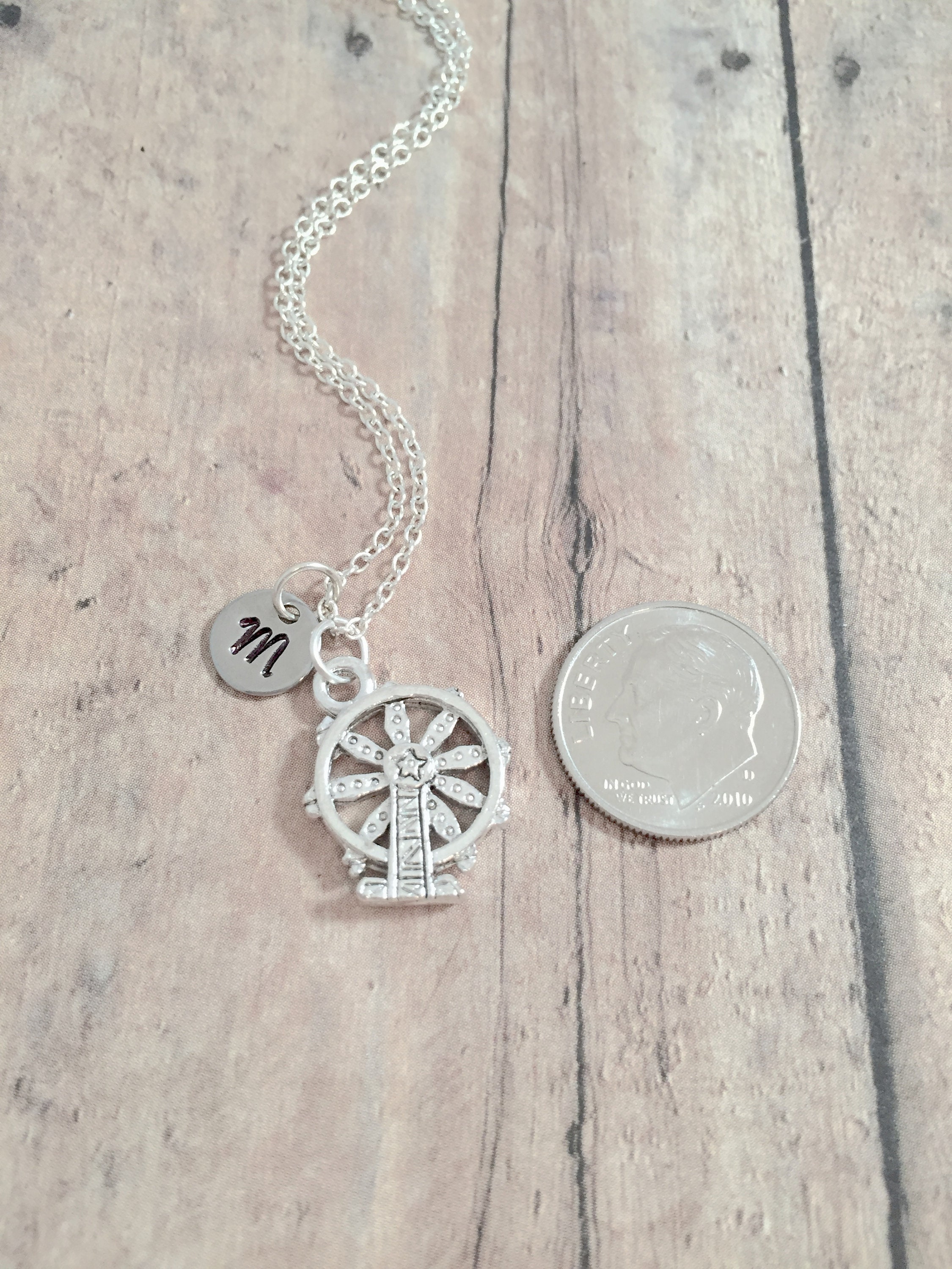 Ferris Wheel Initial Necklace Ferris Wheel Jewelry Carnival - Etsy