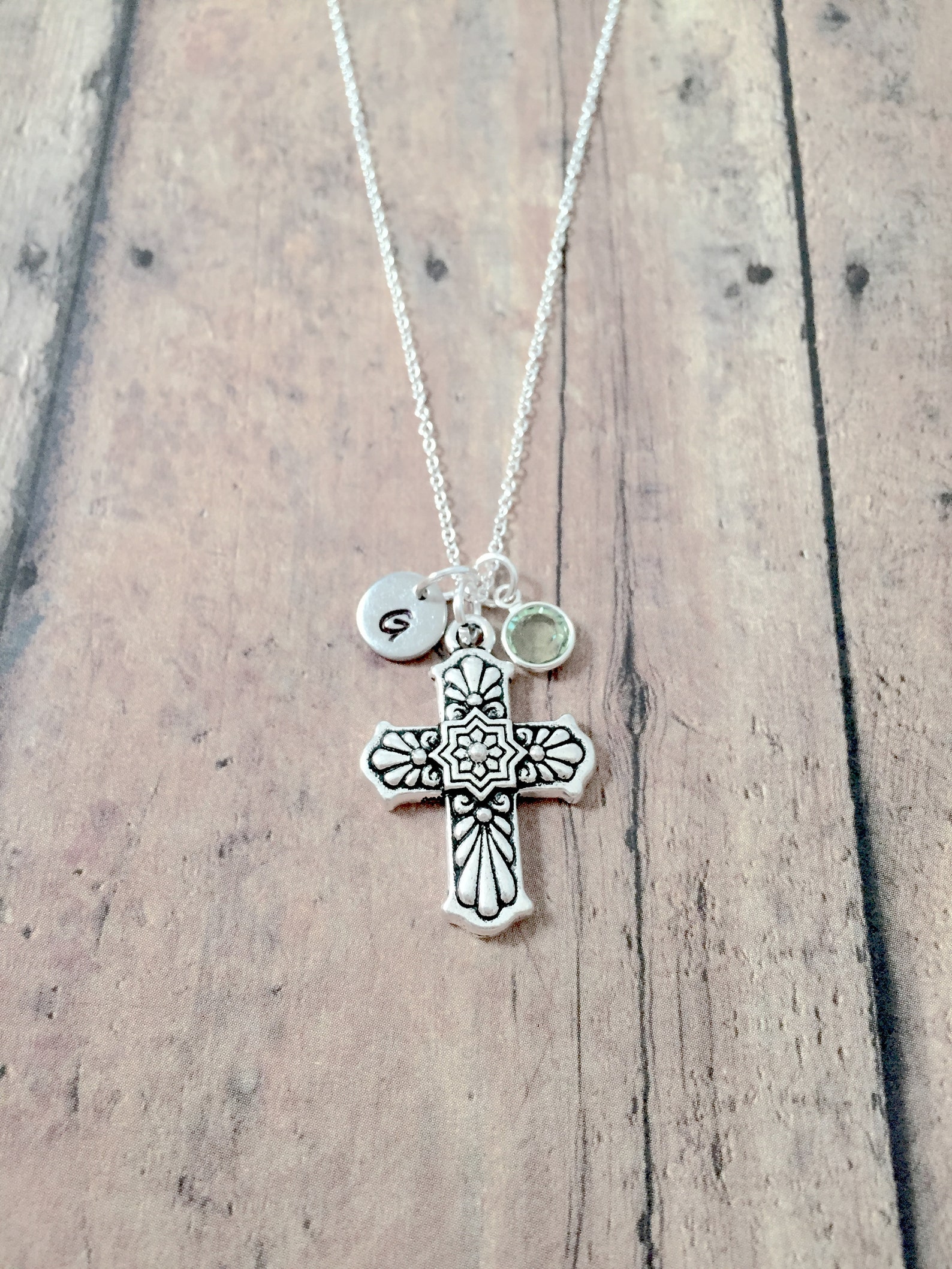 Cross Initial Necklace: Talavera Jewelry, Christian Pendant - Etsy