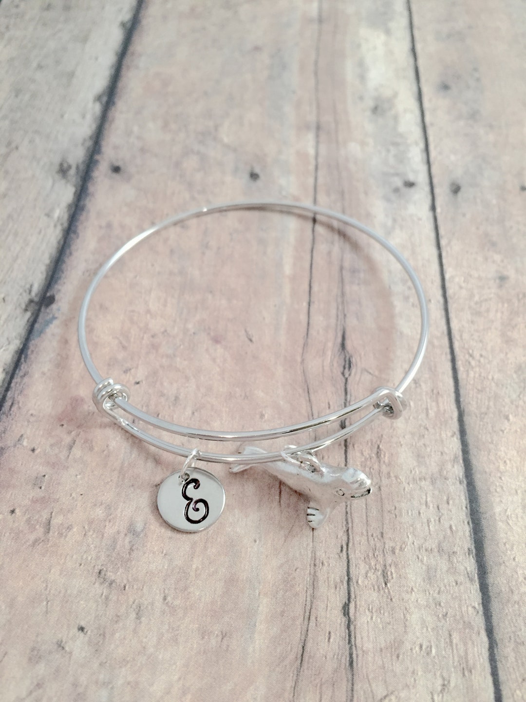 Beluga Whale Initial Bangle - Beluga Jewelry, Whale Jewelry, Alaska ...