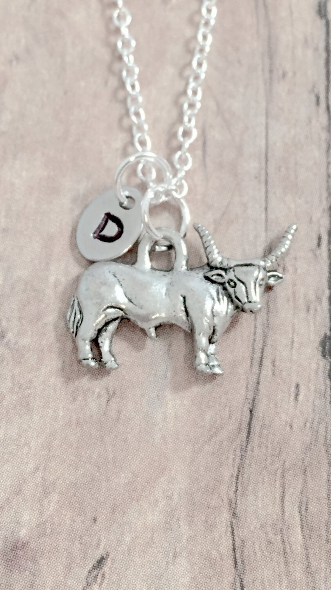 Bull Initial Necklace Bull Jewelry Rodeo Jewelry Western - Etsy