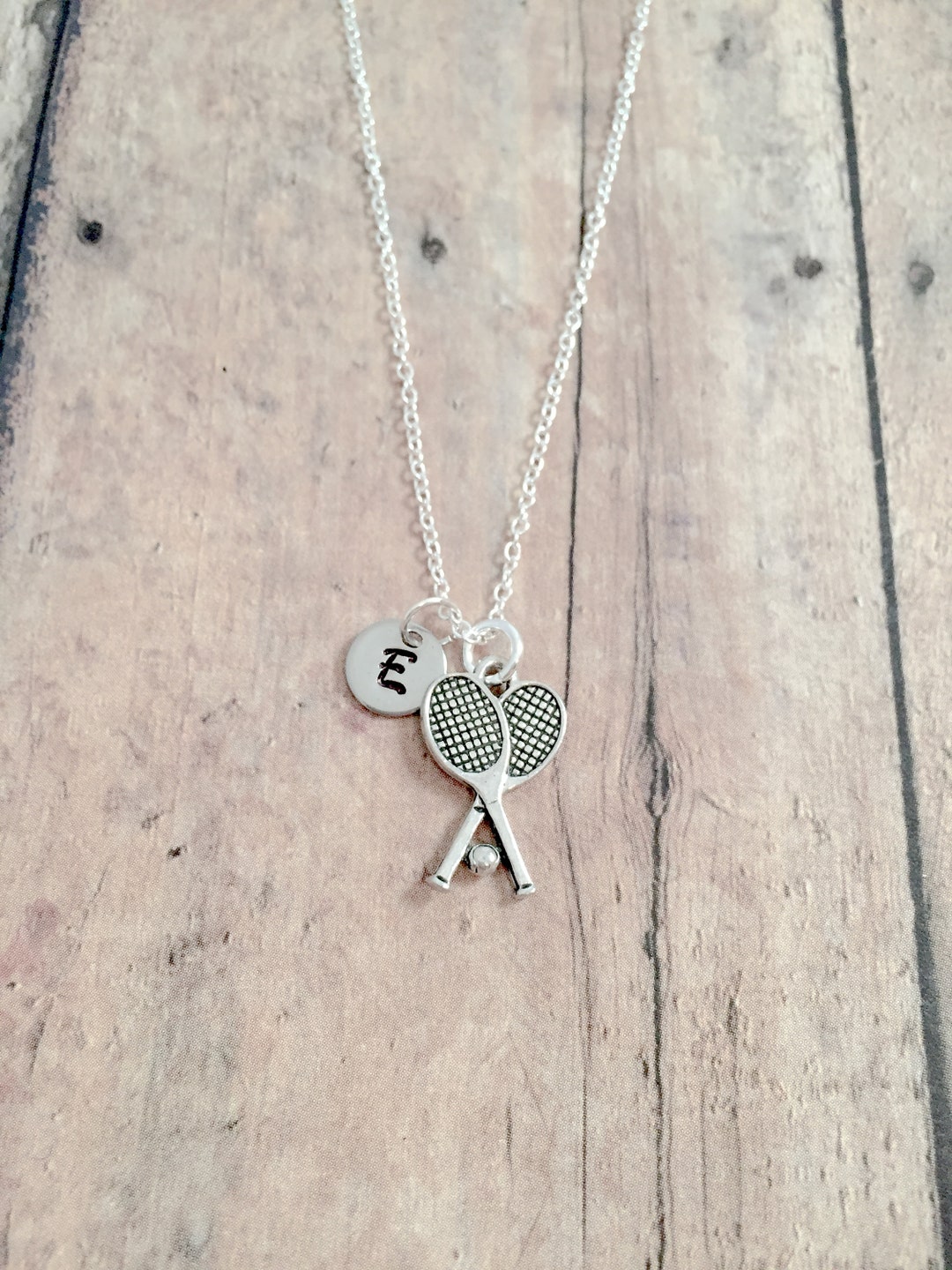 Tennis Initial Necklace - Tennis Jewelry, Tennis Racquet Jewelry ...