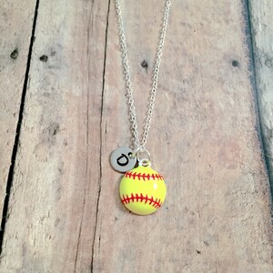 Softball Initial Necklace - Softball Jewelry, Sports Jewelry, Coach ...