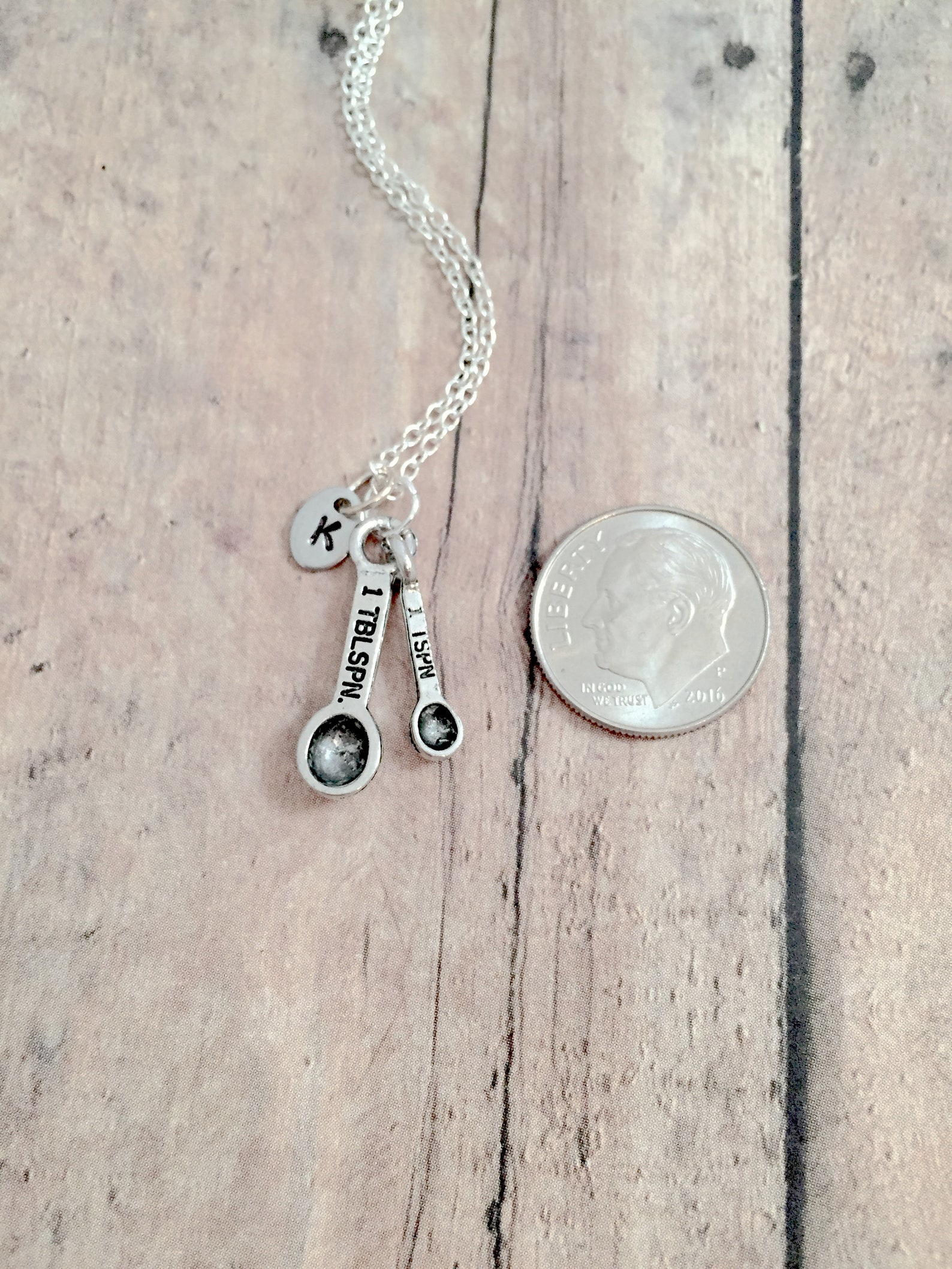 Measuring Spoons Initial Necklace Measuring Spoons Jewelry, Cooking ...