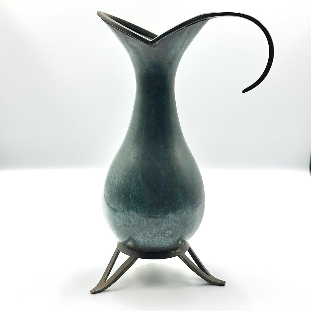 Pal-bell Israel Mid Century Modern Brass Pitcher – Patinated Metal Ewer ...