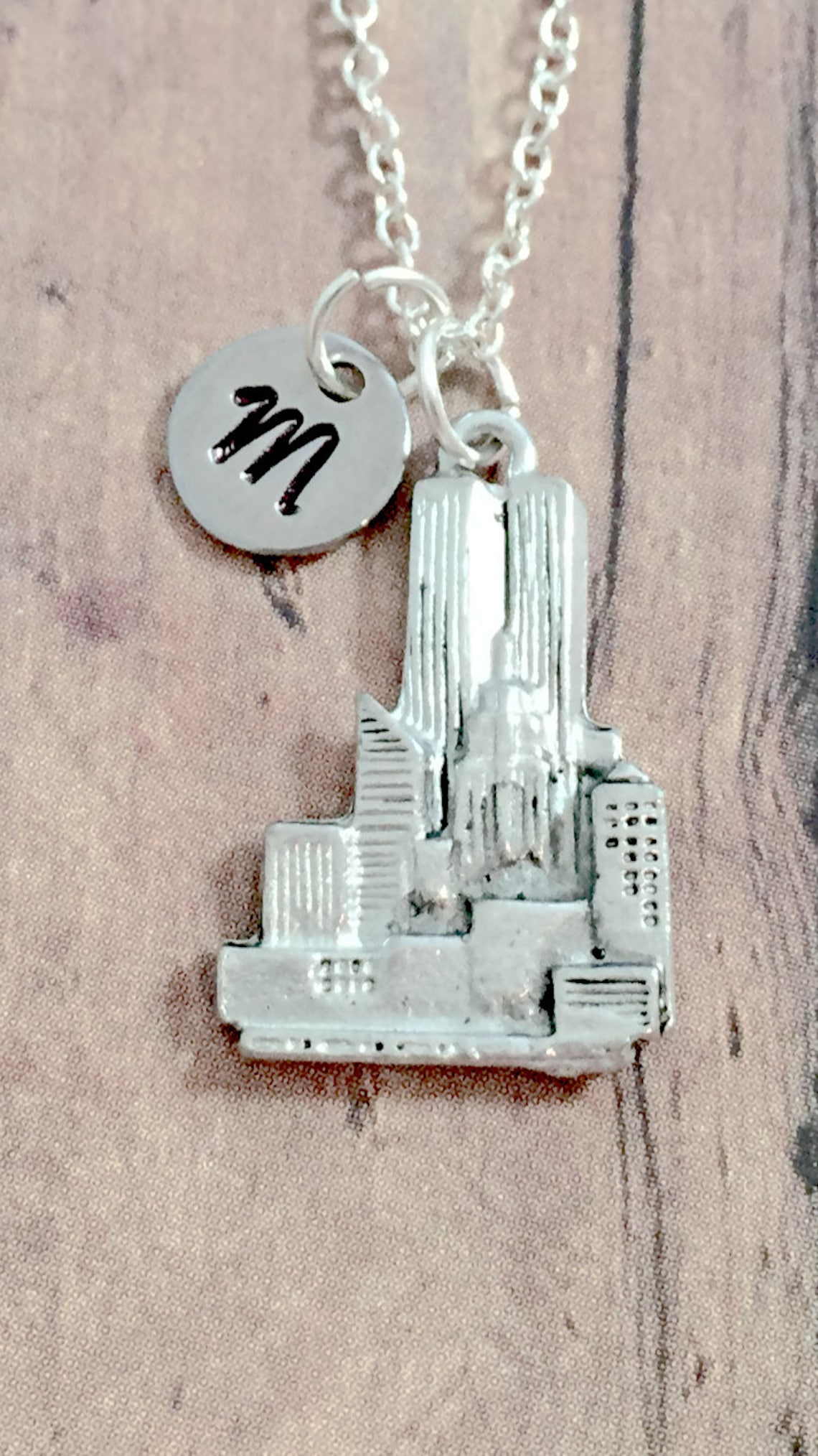 New York Skyline Initial Necklace New York City Jewelry - Etsy