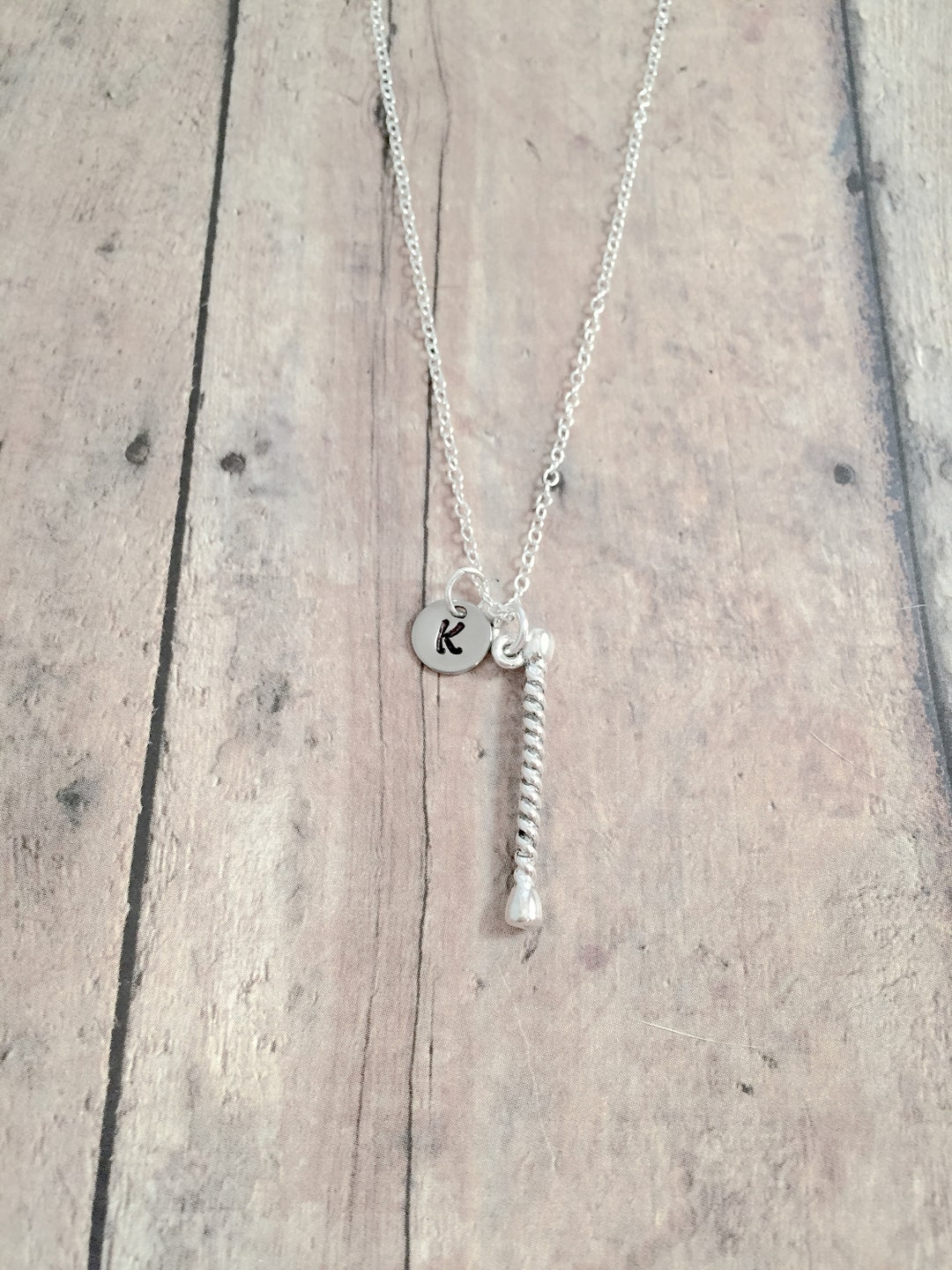 Baton Initial Necklace: Majorette Jewelry, Baton Pendant - Etsy