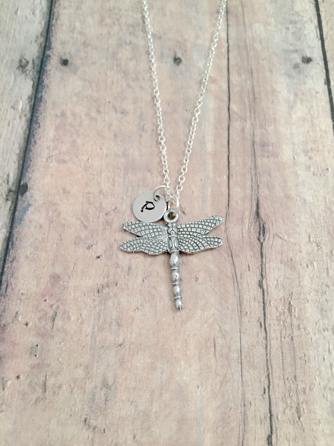 Dragonfly Initial Necklace - Dragonfly Jewelry, Insect Jewelry ...