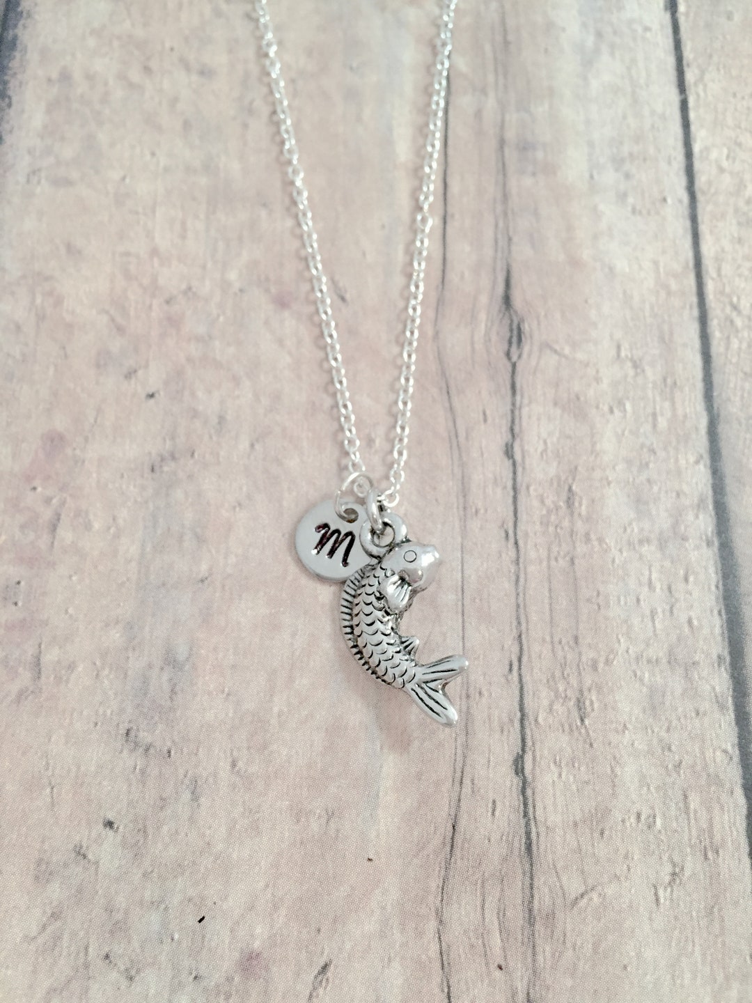 Koi Fish Initial Necklace: Japanese Carp Jewelry - Etsy