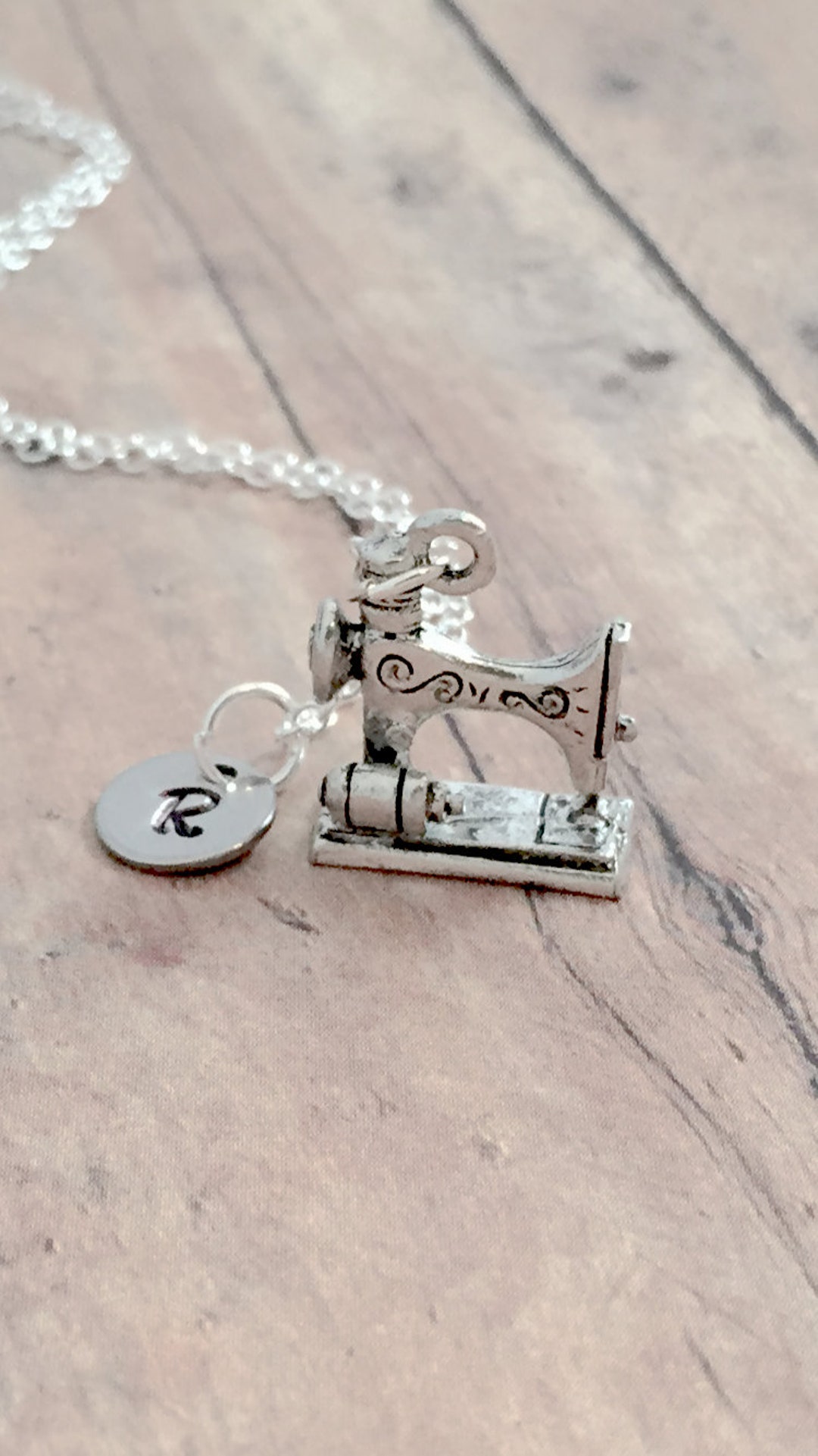 Sewing Machine Initial Necklace - Sewing Machine Jewelry, Seamstress ...