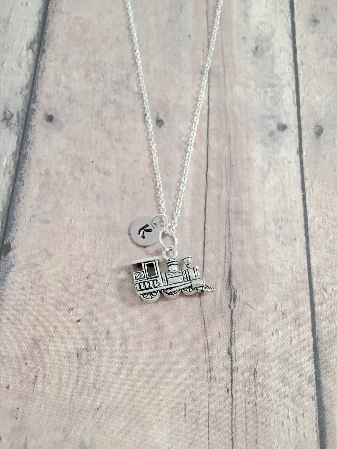 Train Engine Initial Necklace - Train Jewelry, Steam Engine Jewelry ...