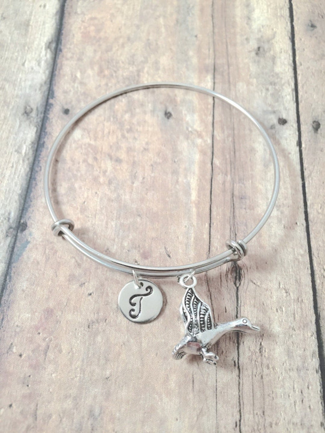 Goose Initial Bangle - Goose Jewelry, Bird Jewelry, Geese Jewelry ...