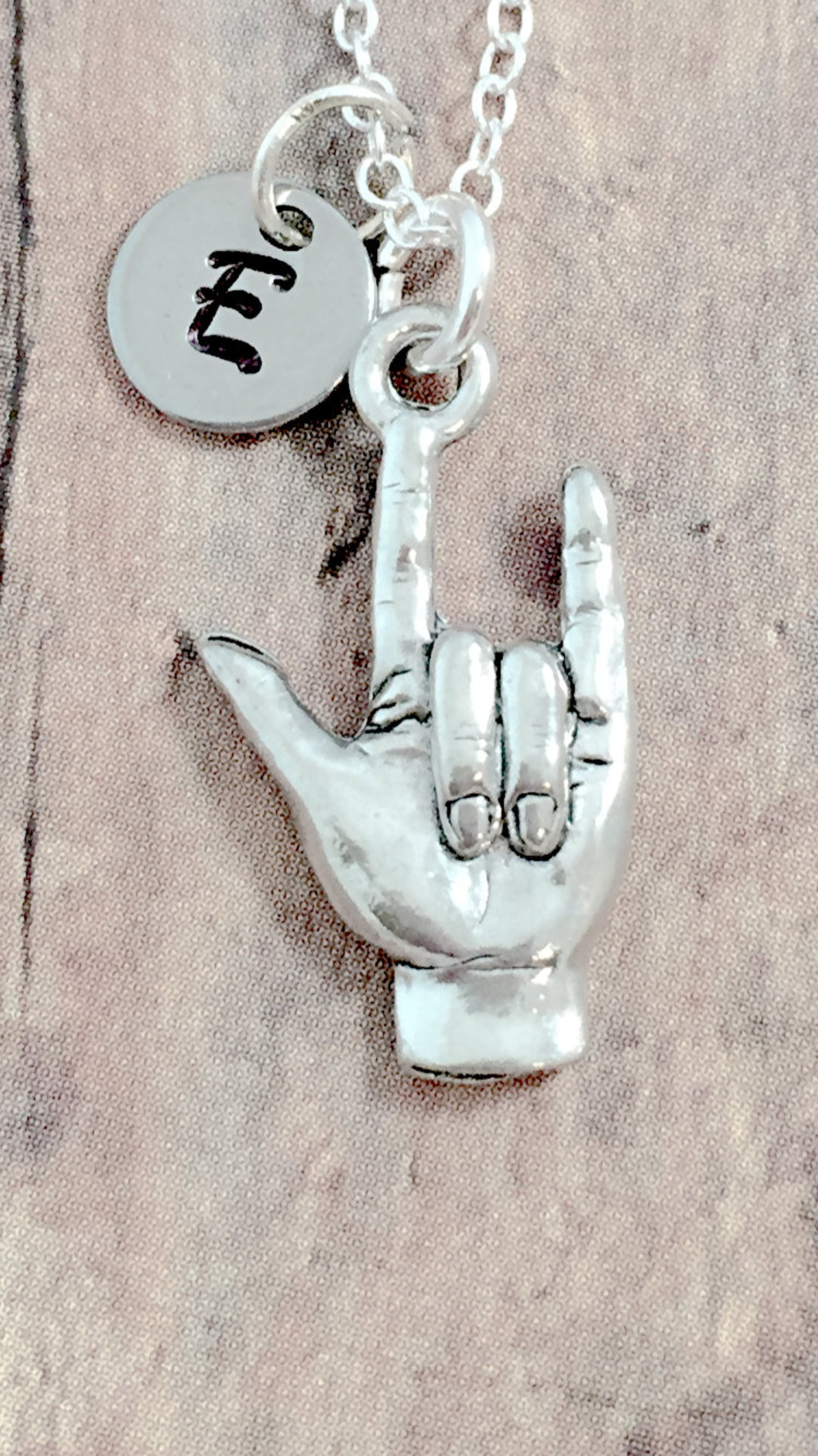 American Sign Language Initial Necklace ASL Jewelry ILY - Etsy