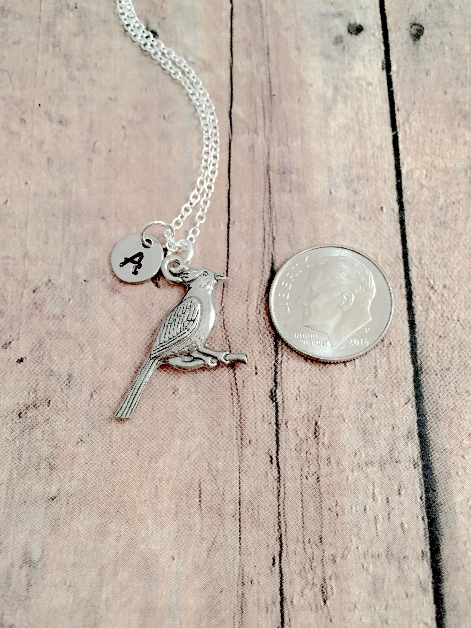 Cardinal Initial Necklace Cardinal Jewelry Red Bird - Etsy