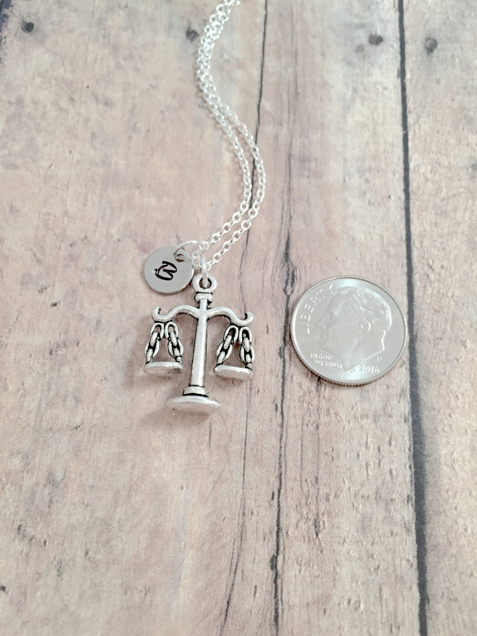 Scales of Justice Initial Necklace: Lawyer Gift, Law Student Jewelry - Etsy