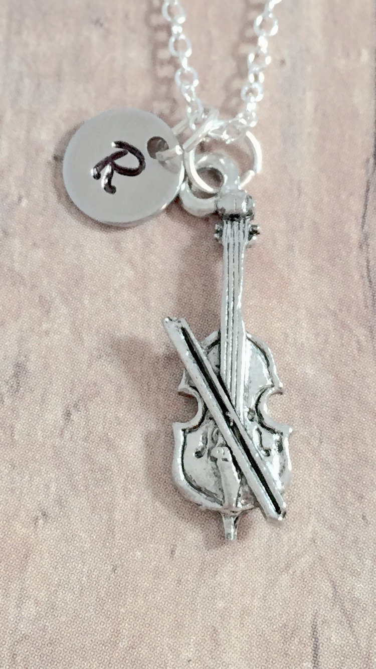 Cello Initial Necklace Cello Jewelry Music Jewelry | Etsy