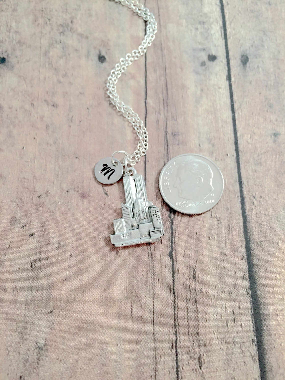 New York Skyline Initial Necklace New York City Jewelry - Etsy