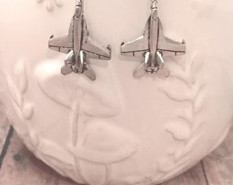 Fighter Jet Earrings - Fighter Jet Jewelry, Military Earrings, Jet ...