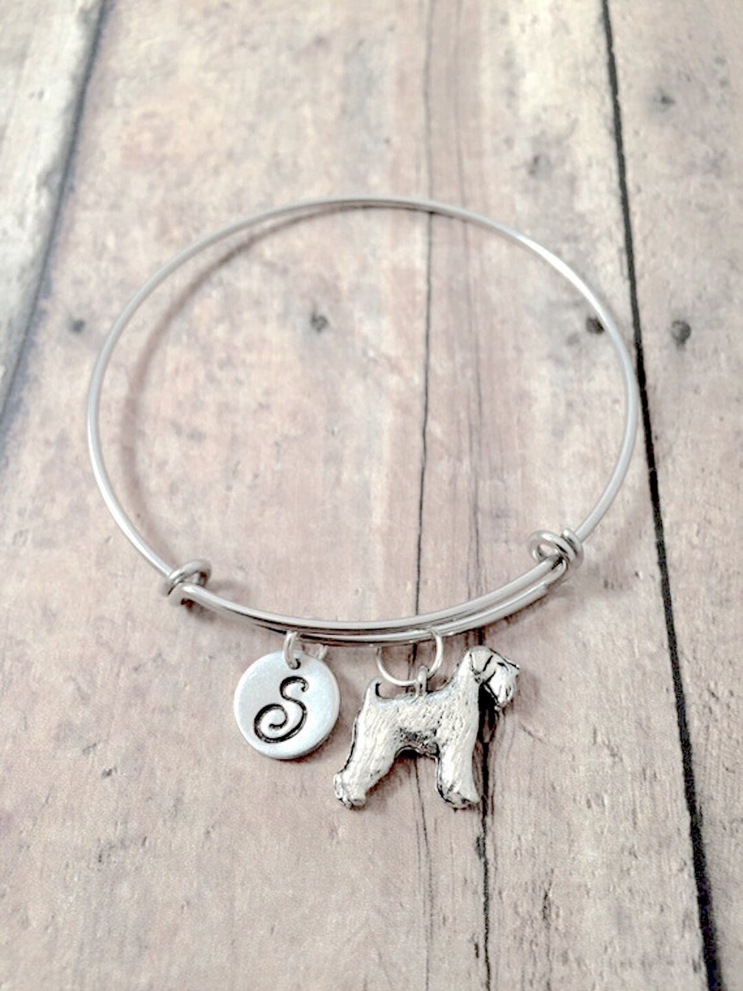 Wheaten Terrier Initial Bangle: Dog Breed Jewelry, Pet Bracelet - Etsy