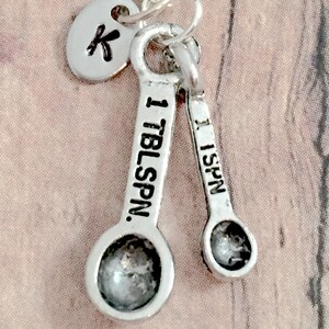 Measuring Spoons Initial Necklace - Measuring Spoons Jewelry, Cooking ...