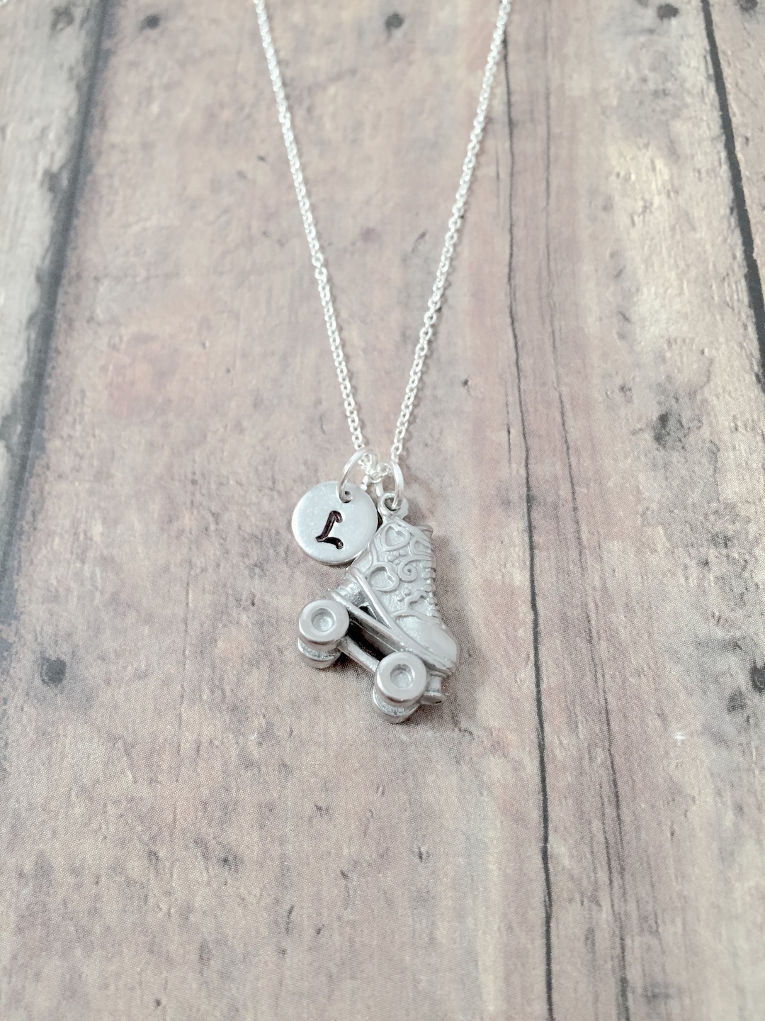 Roller Skate Initial Necklace - Roller Skate Jewelry, Roller Derby ...