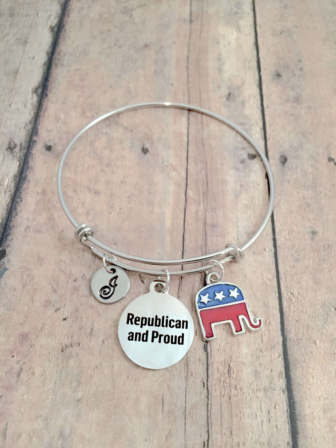 Republican Initial Bangle Elephant Jewelry, Republican Jewelry ...