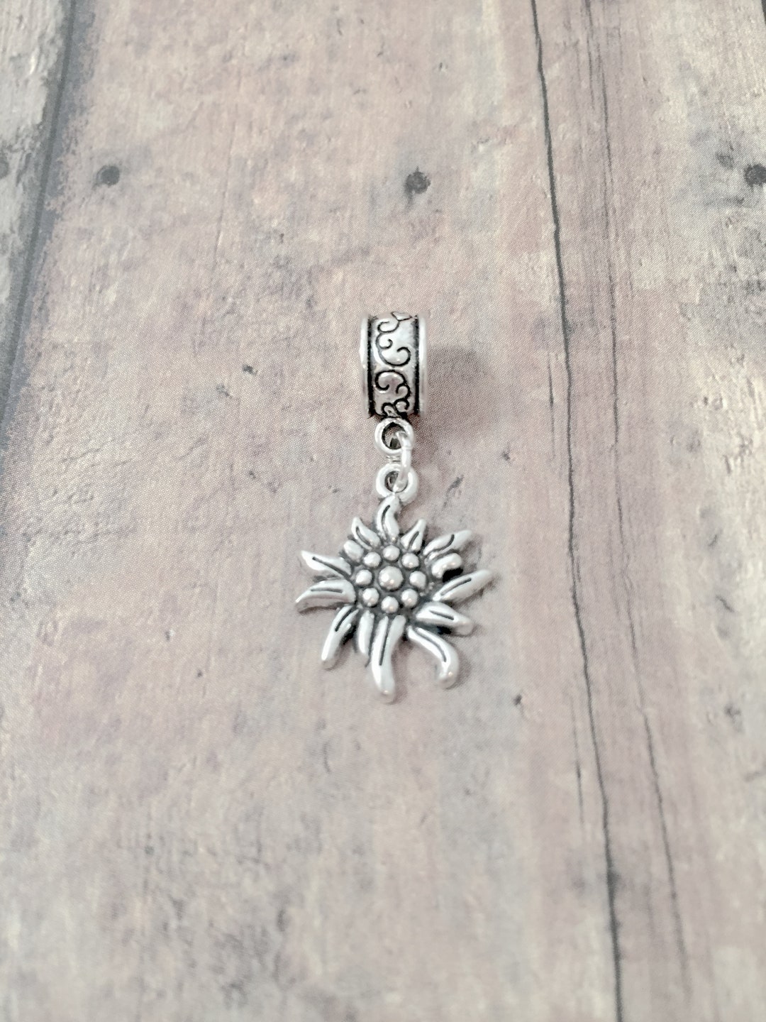 Edelweiss Pendant 1 Pc Silver Edelweiss Charm, Flower Charm, Edelweiss ...